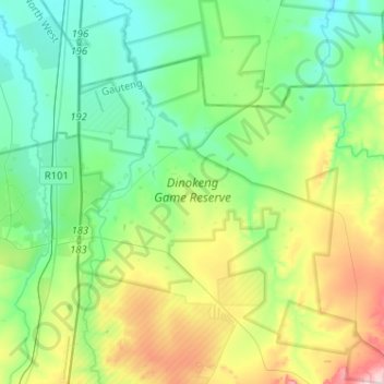 Mapa topográfico Dinokeng Game Reserve, altitud, relieve